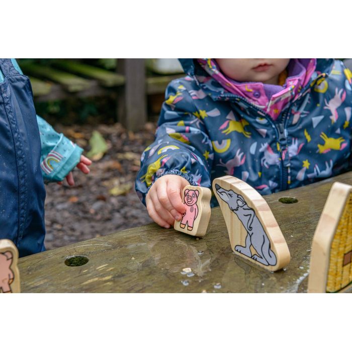 The Three Little Pigs Wooden Characters