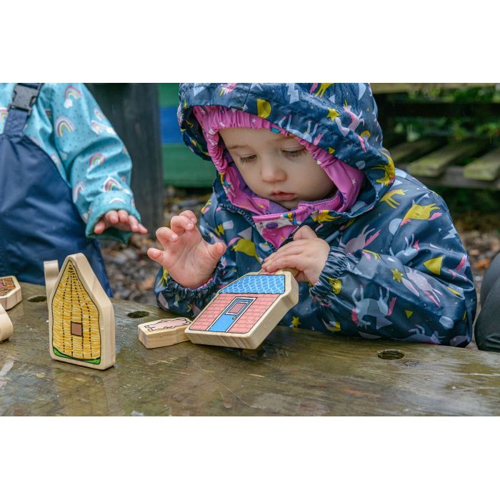 The Three Little Pigs Wooden Characters