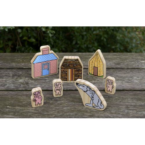 The Three Little Pigs Wooden Characters