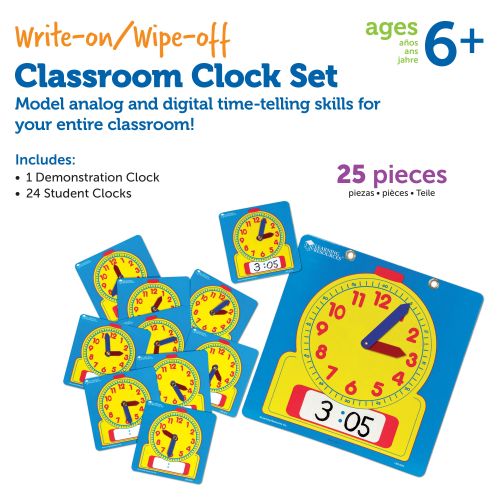 Write & Wipe Clocks Classroom Set